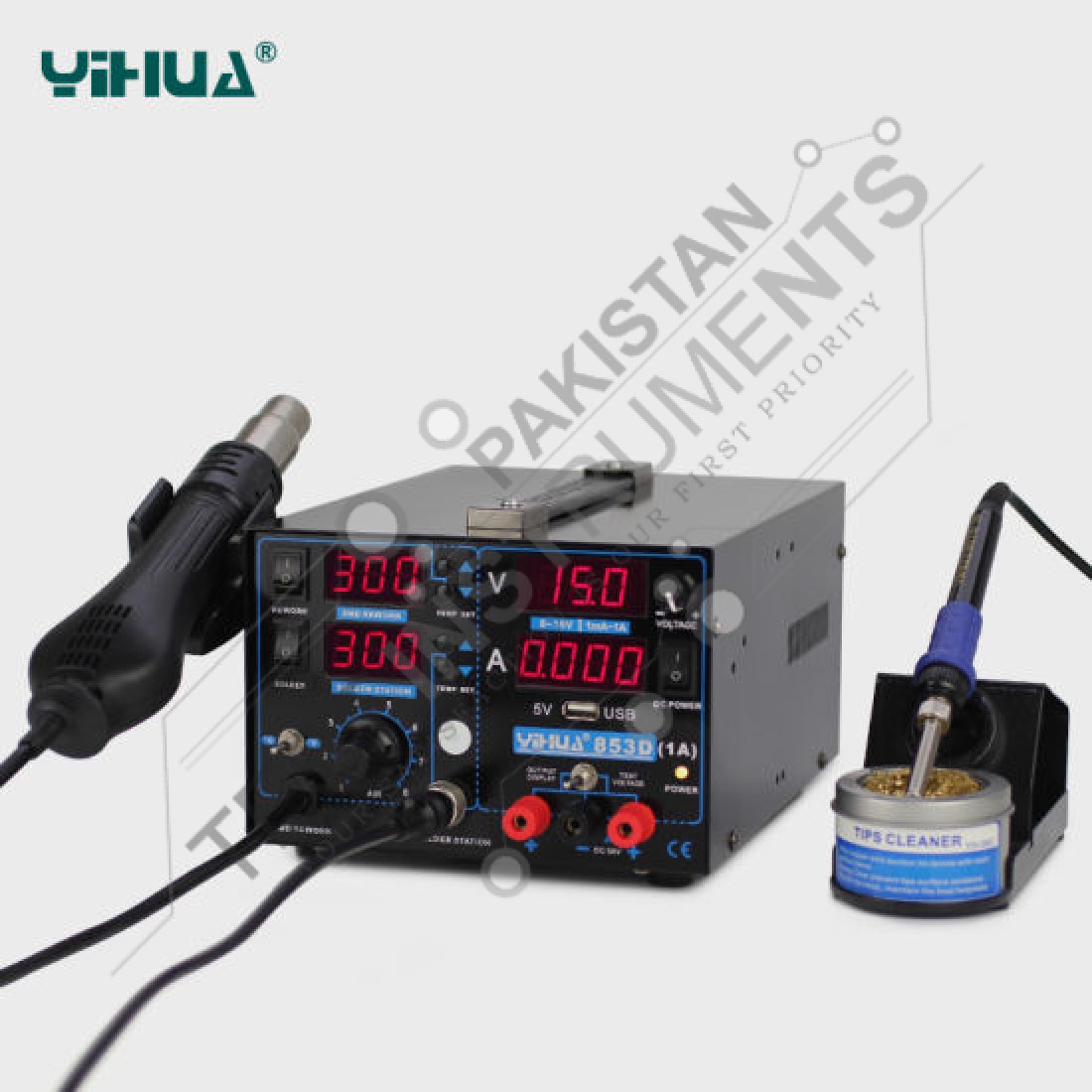 YIHUA 853D Hot Air Rework Soldering Iron Station, DC Power Supply in ...